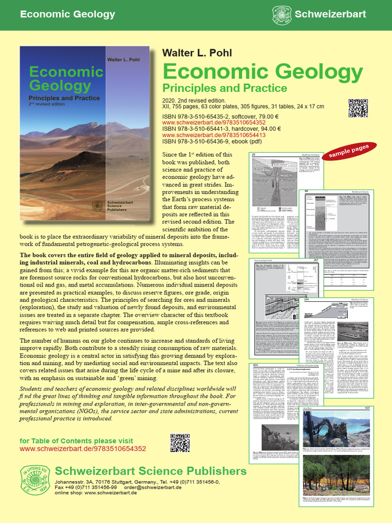 Pohl Economic Geology 2 Aufl Brosch ISBN 978 3 510 65435 2 181201902walter L Pohl Economic ...