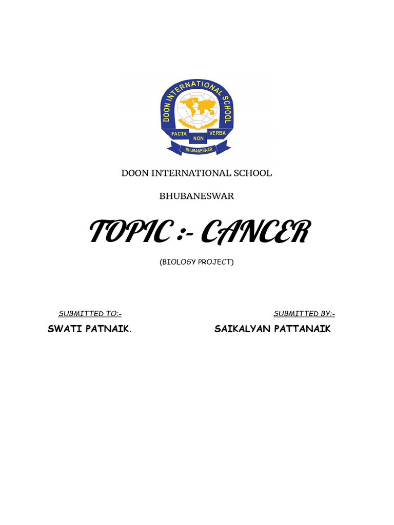 Biology Project Ok | PDF | Cancer | Metastasis