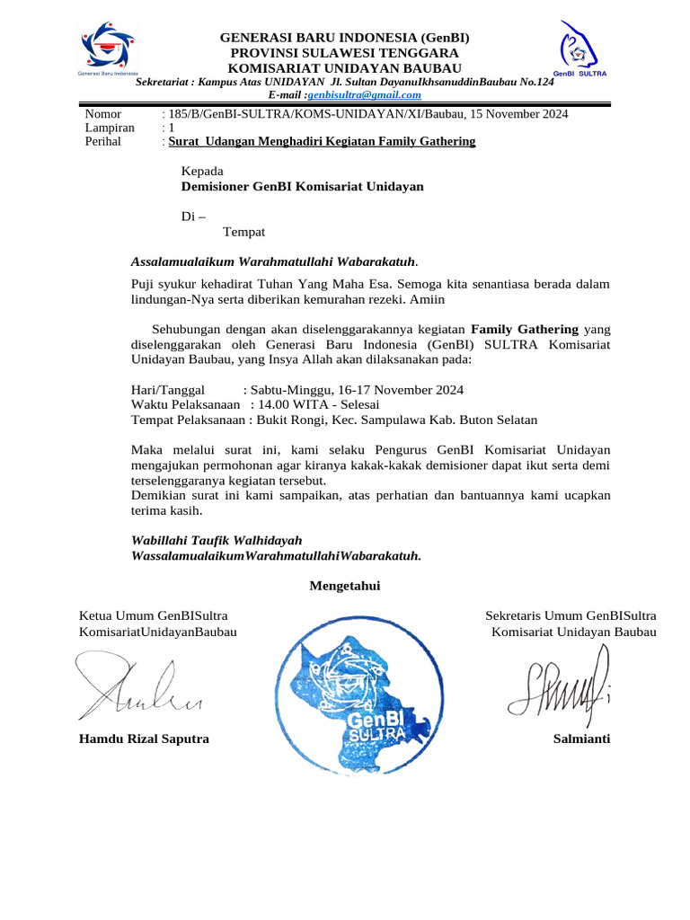 Surat Undangan Family Gathering (2024) | PDF