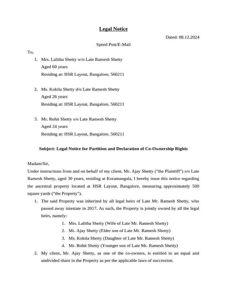 Notice and Reply Notice | PDF | Common Law | Justice