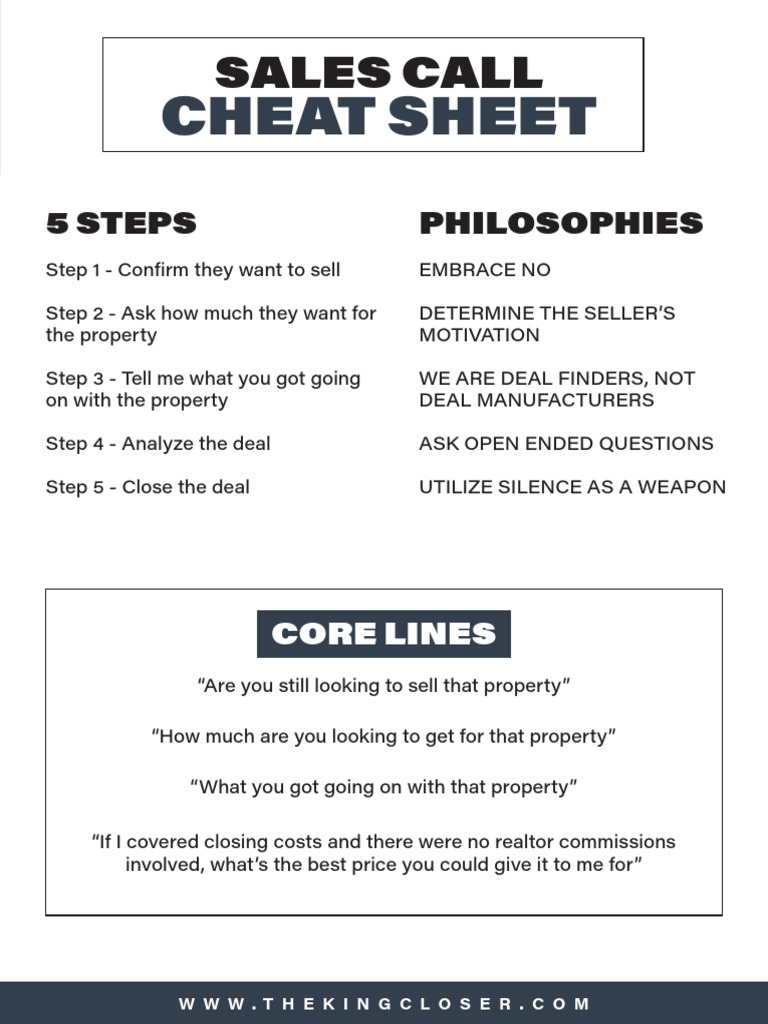 Cold Calling Sales Cheat Sheet | PDF