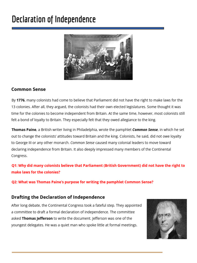 Esquivel Valeria - Declaration of Independence_Reading | PDF | United ...