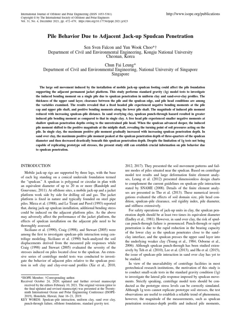 Pile Behavior Due To Adjacent Jack-Up Spudcan Penetration | PDF | Deep ...