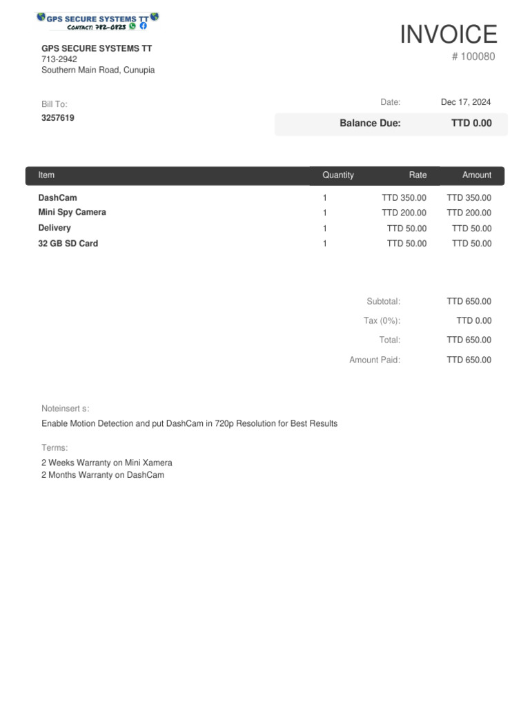 Invoice 100080 | PDF