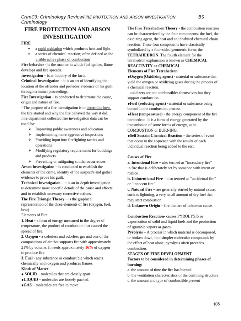 Fire Protection and Arson Investigation Student Manual | PDF | Combustion | Fires