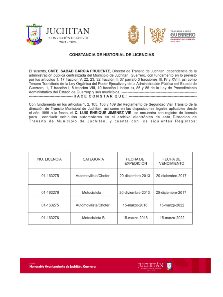 Licencias de Conducir en Juchitán, Guerrero | PDF | Gobierno