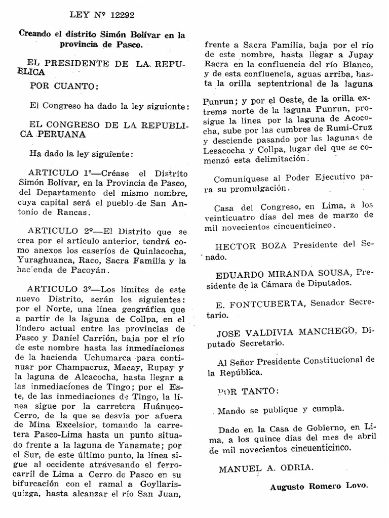 Ley 12292 - Simón Bolivar | PDF