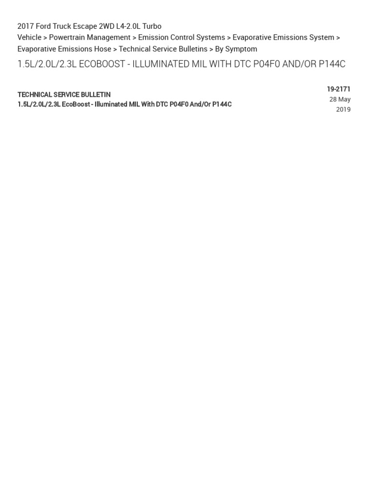 1.5L_2.0L_2.3L EcoBoost - Illuminated MIL With DTC P04F0 And_Or P144C ...