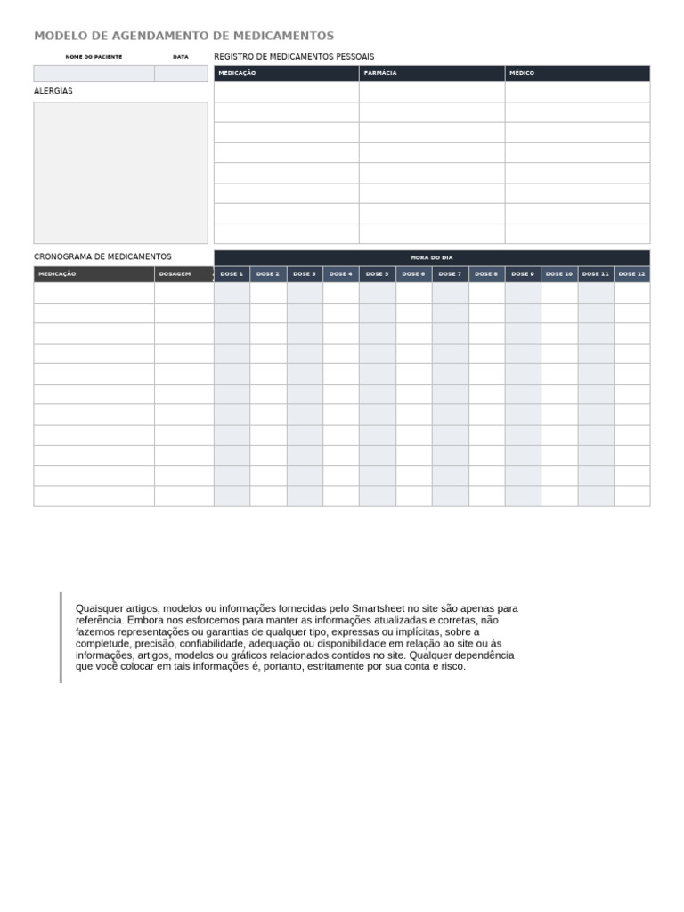 IC Medication Schedule Template 57219 PT | PDF