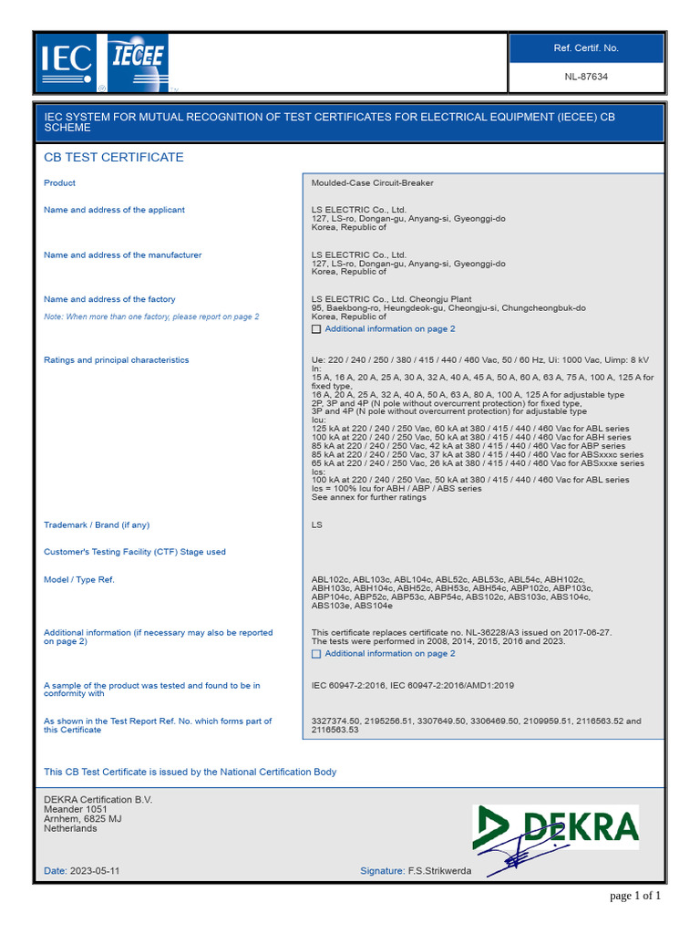 LS CB Test Report | PDF | Alternating Current | Electromagnetism