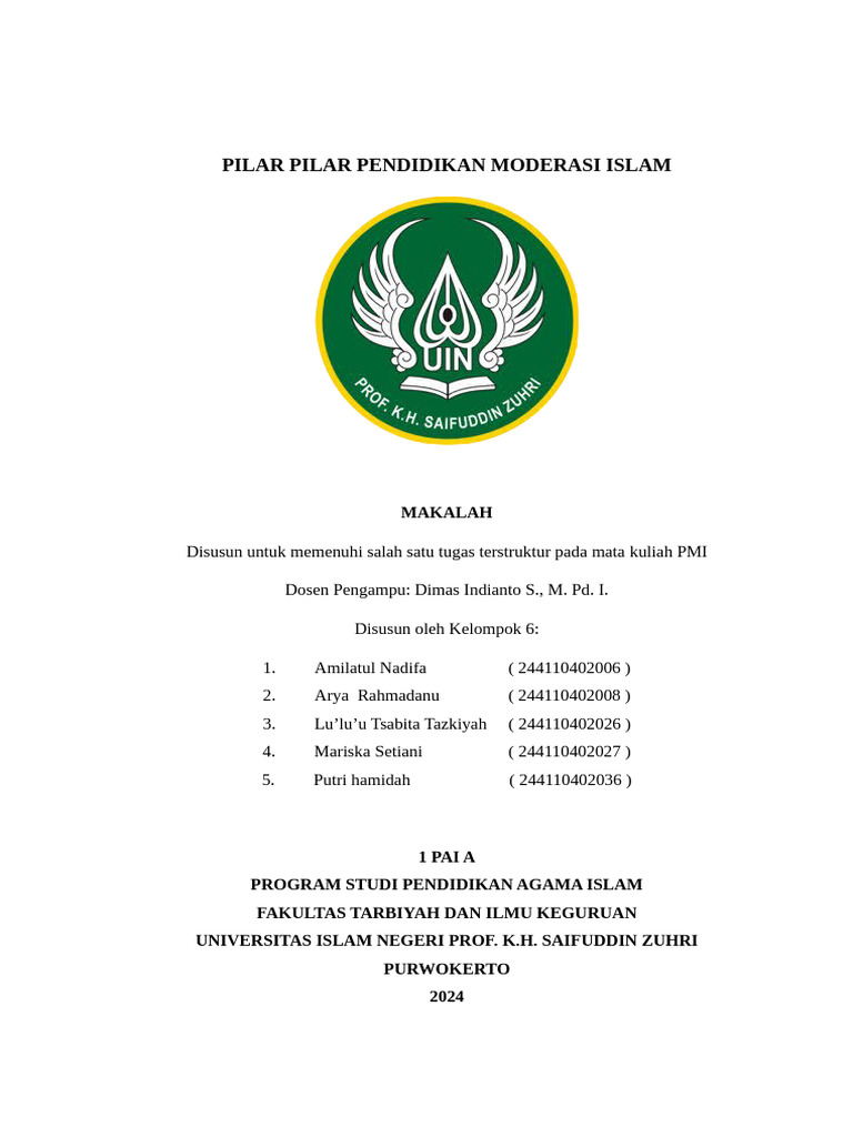 MAKALAH Kel 4 Pilar Pilar Moderasi Pendidikan Islamm | PDF