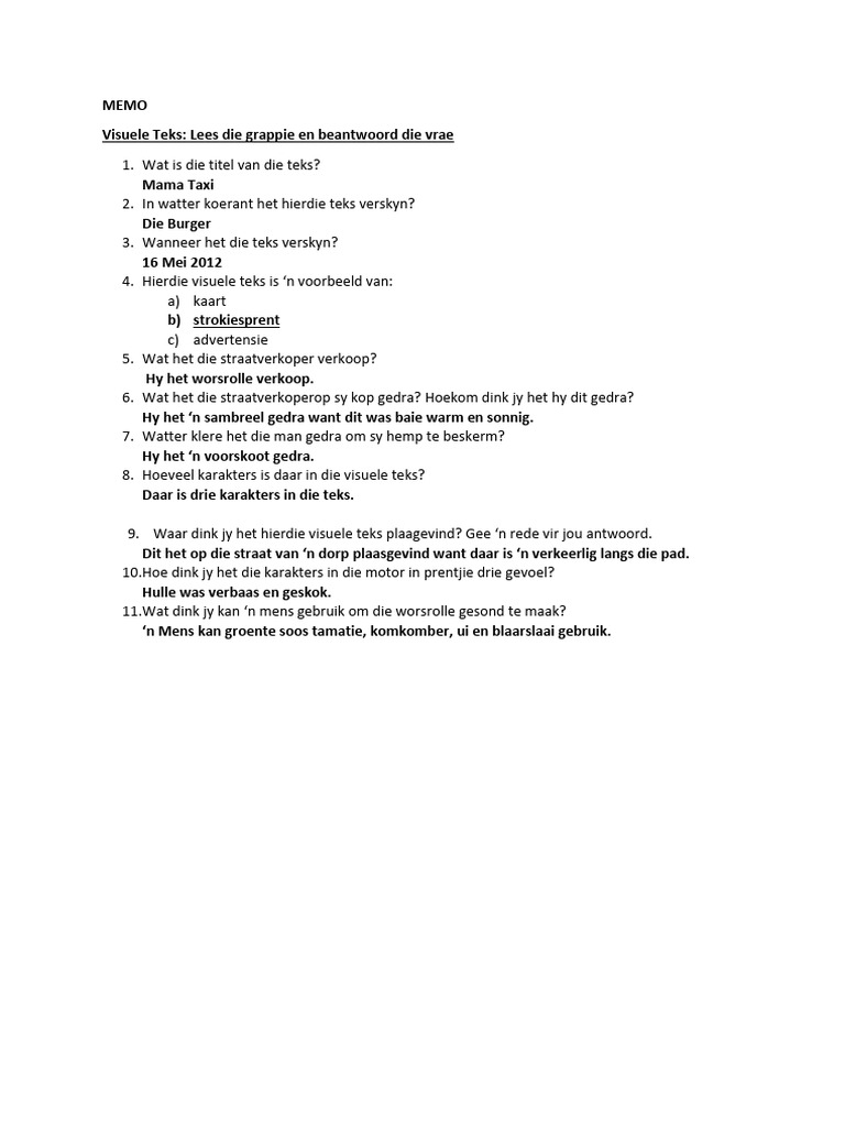 Visuele Teks-Strokiesprent Mama Taxi Memo | PDF