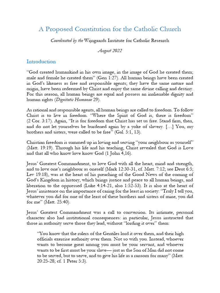 Proposed Constitution for Catholic Church | PDF | Catholic Church | Baptism