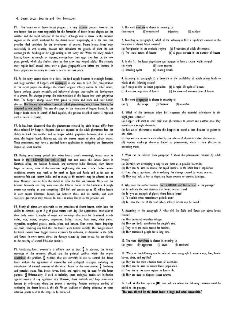 Desert Locust Swarm Formation Explained | PDF | Insects