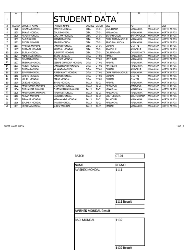 Student Management System - Sample Data | PDF