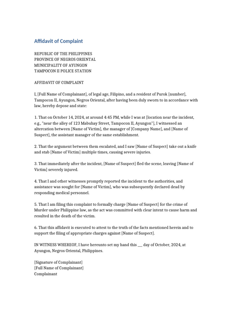 Affidavit of Complaint | PDF