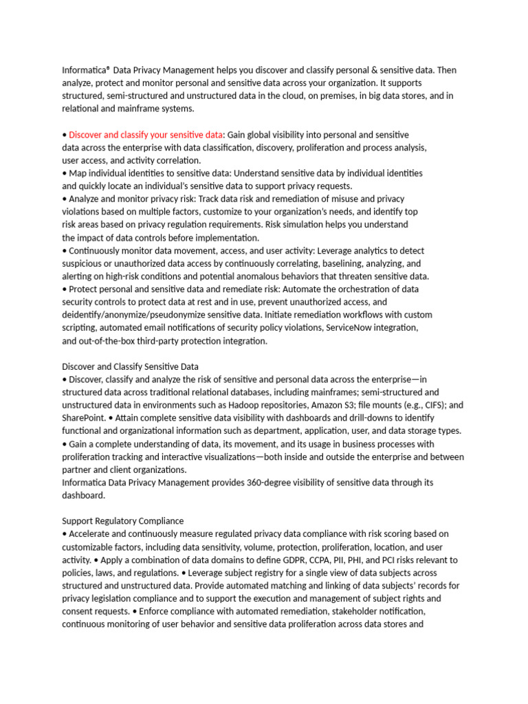 Informatica Data Privacy | PDF | Privacy | Regulatory Compliance