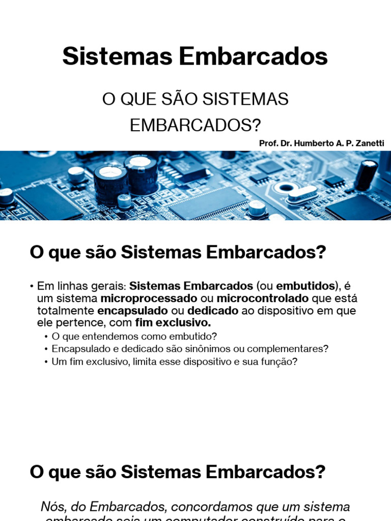 Introdução aos Sistemas Embarcados | PDF | Sistema embarcado | Hardware ...