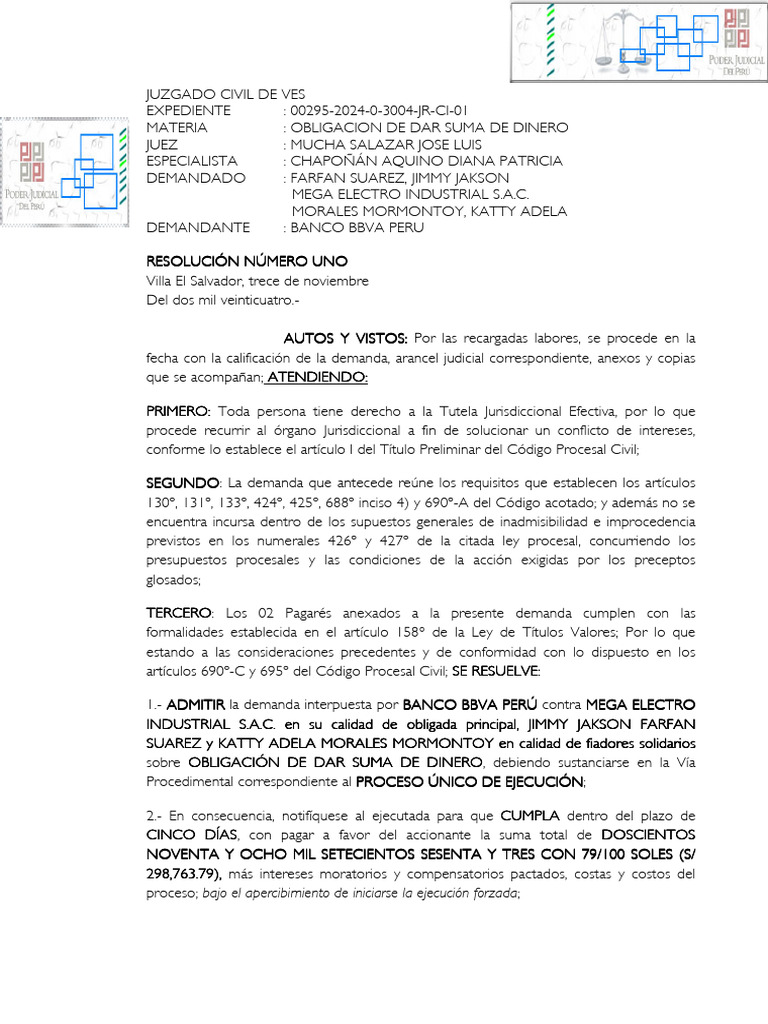 Res 2024002950082805000422198 | PDF | Demanda judicial | Ley procesal