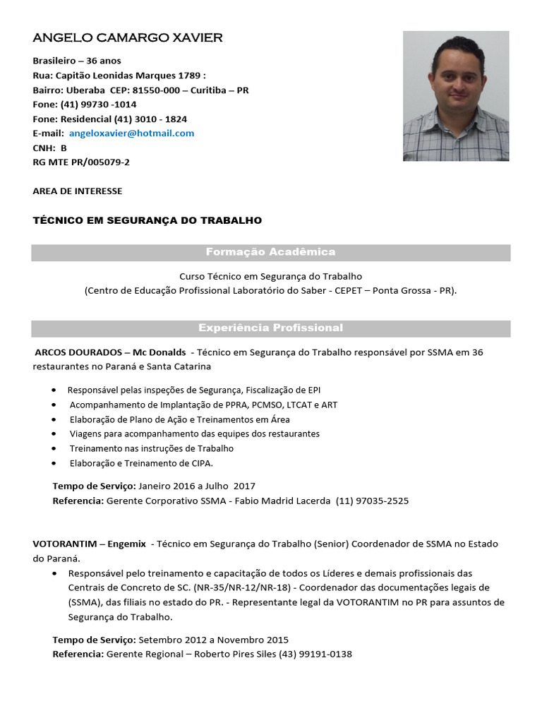 CV - Angelo Camargo Xavier | PDF