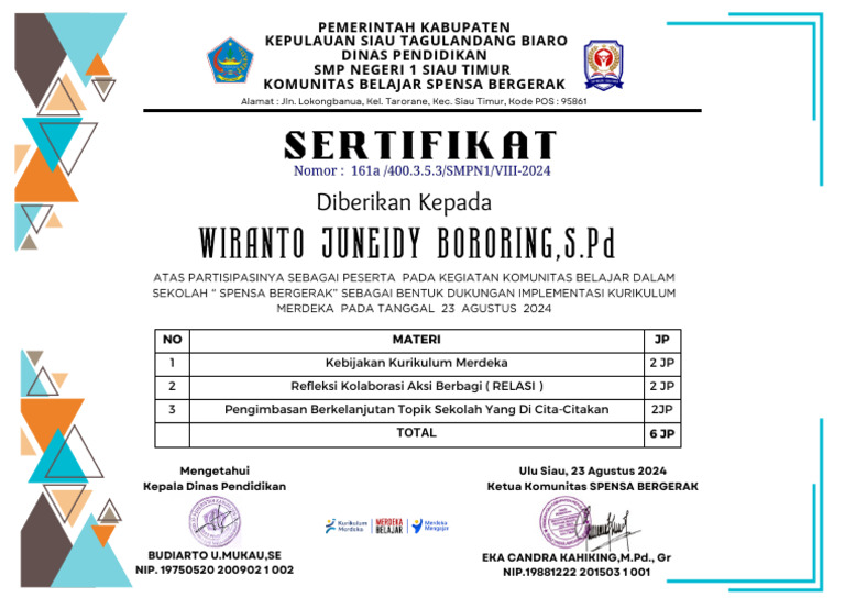 CONTOH SERTIFIKAT KOMBEL (3) | PDF