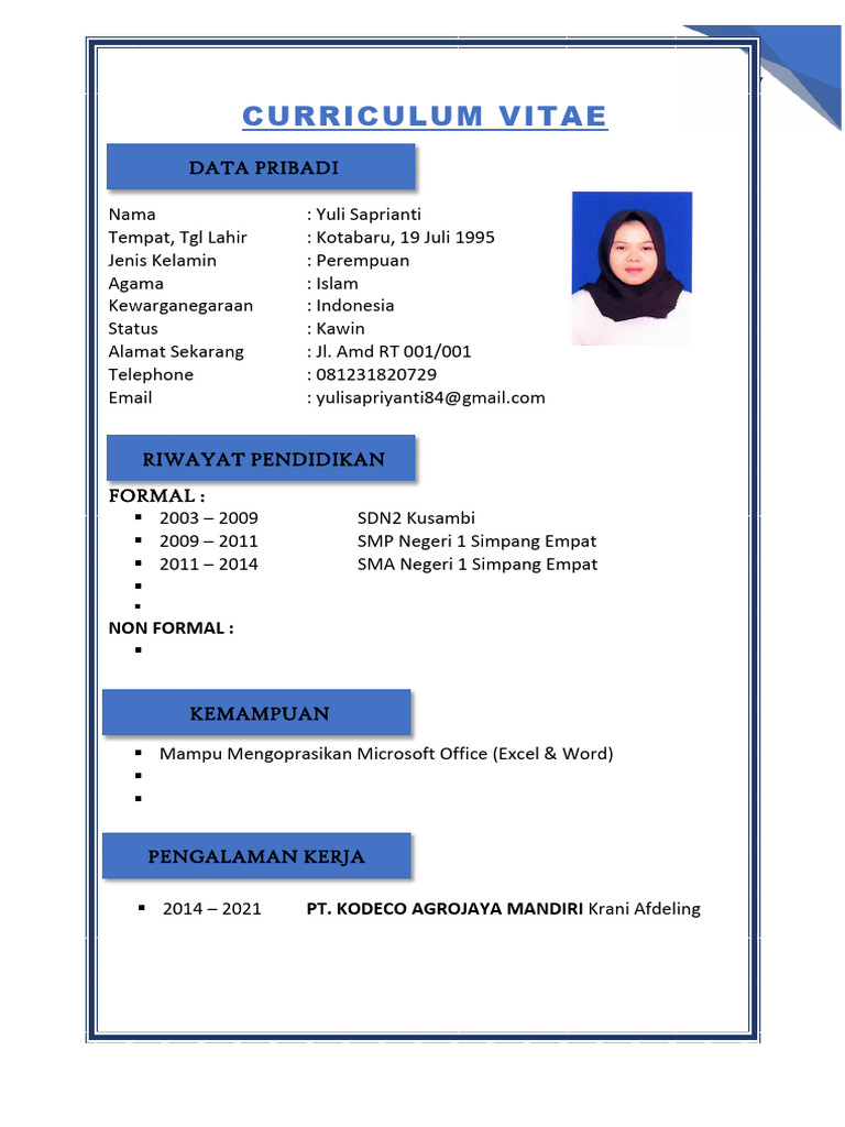 Curriculum Vitae Yuli Saprianti | PDF