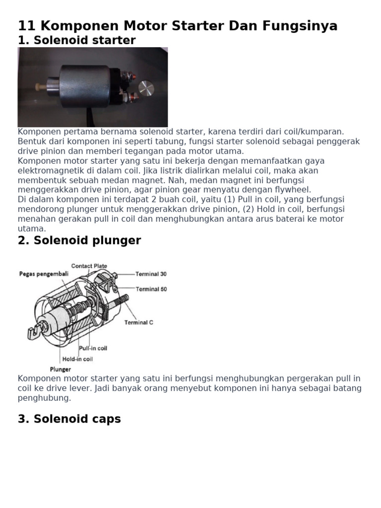 Komponen dan Fungsi Motor Starter | PDF