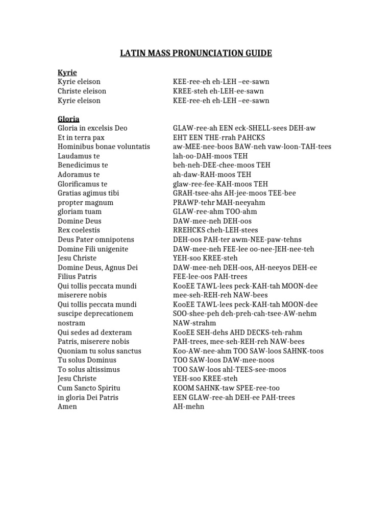 Latin Mass Pronunciation | PDF | Western Christianity | Worship