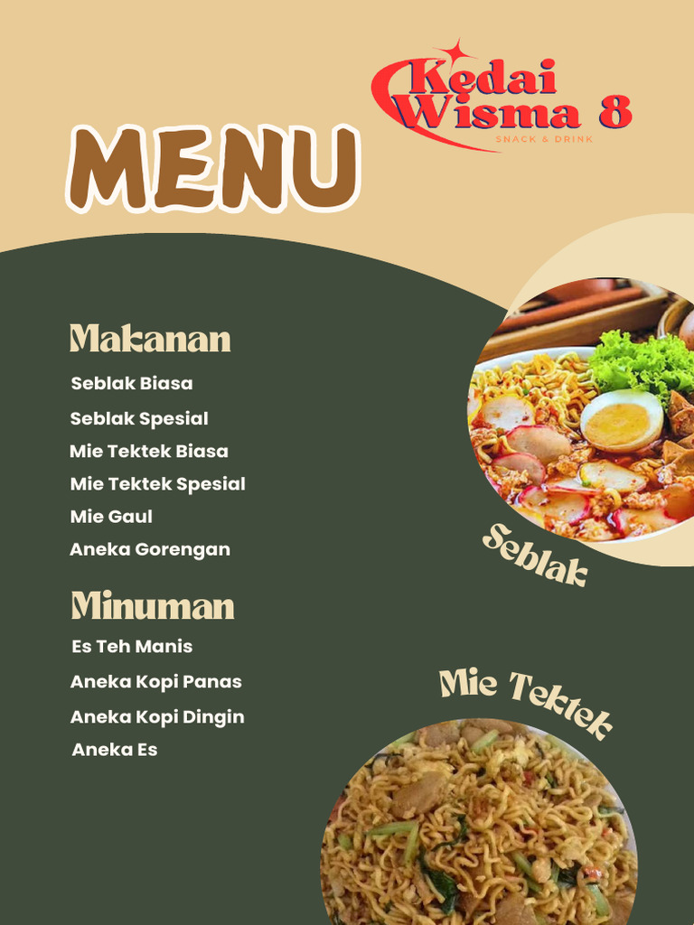 Hijau Dan Putih Menu Restoran Tradisional Moderen | PDF