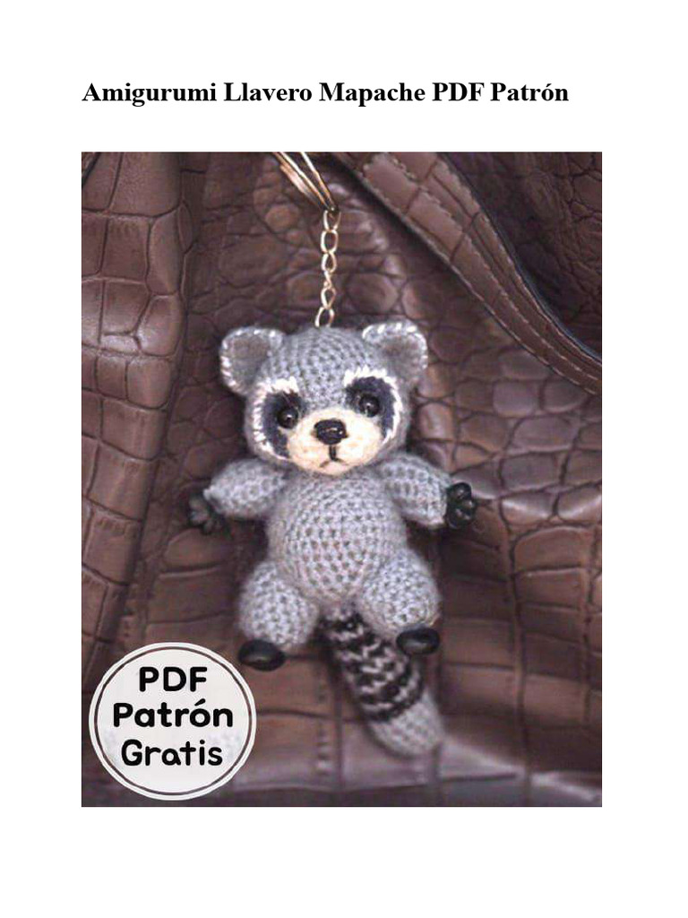 Amigurumi Llavero Mapache PDF Patron Gratis | PDF
