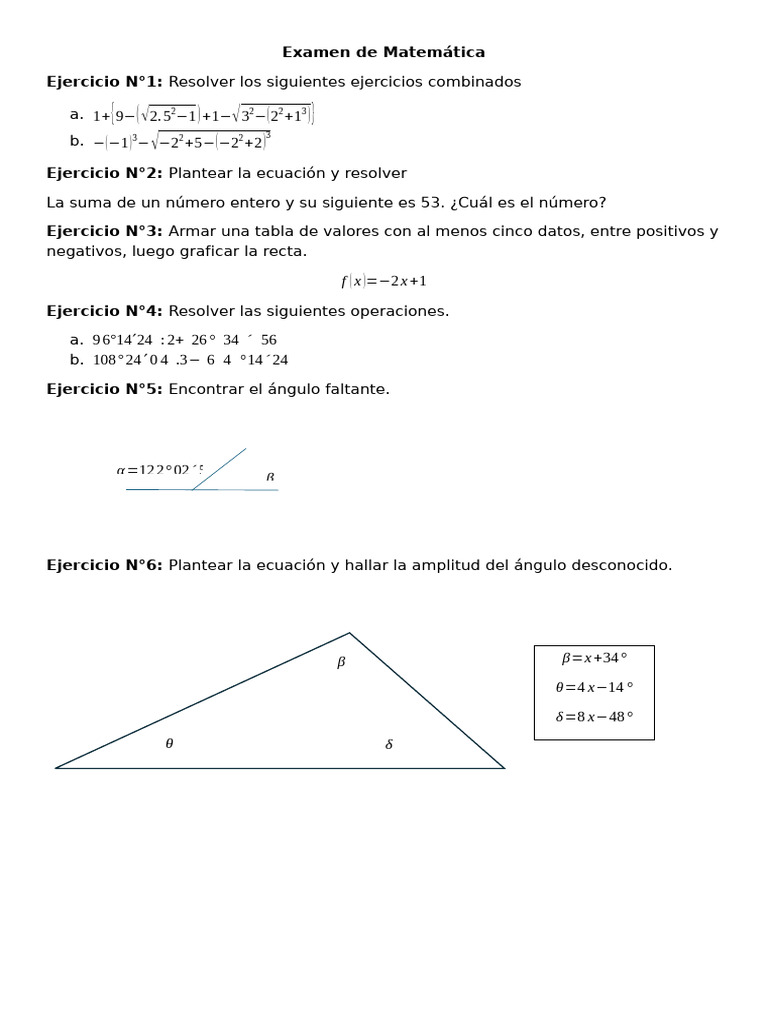 Examen de Matemática Modelo 1 | PDF