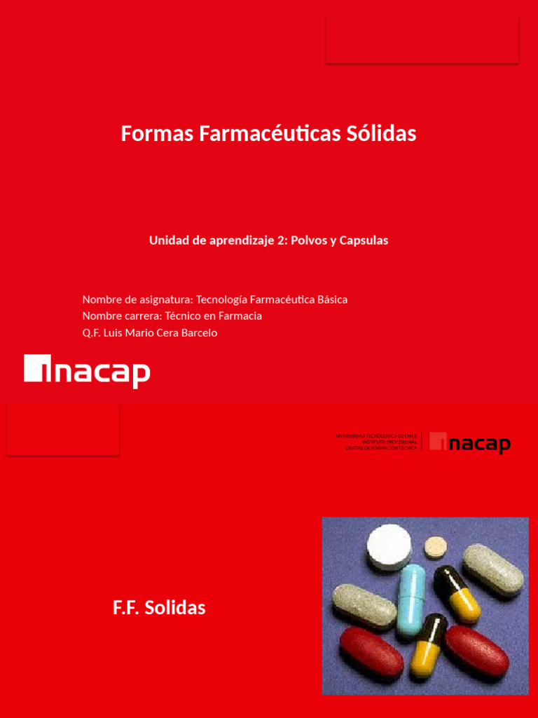 Formas Farmacéuticas Sólidas: Polvos y Cápsulas | PDF | Tableta ...