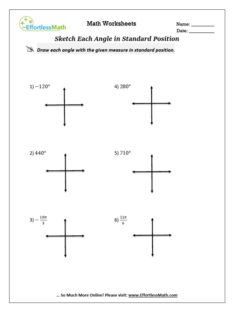 Sketch Each Angle in Standard Position | PDF