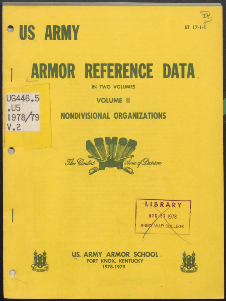 US Army Armor Reference Data Vol II | PDF | Company (Military Unit ...