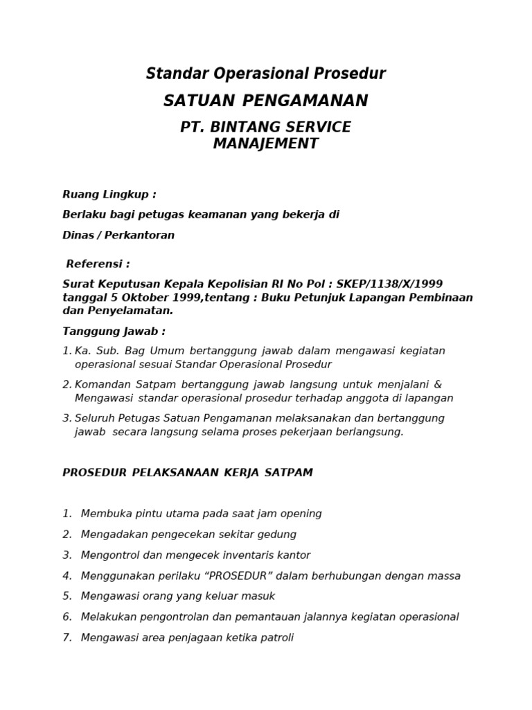 Sop Satpam | PDF