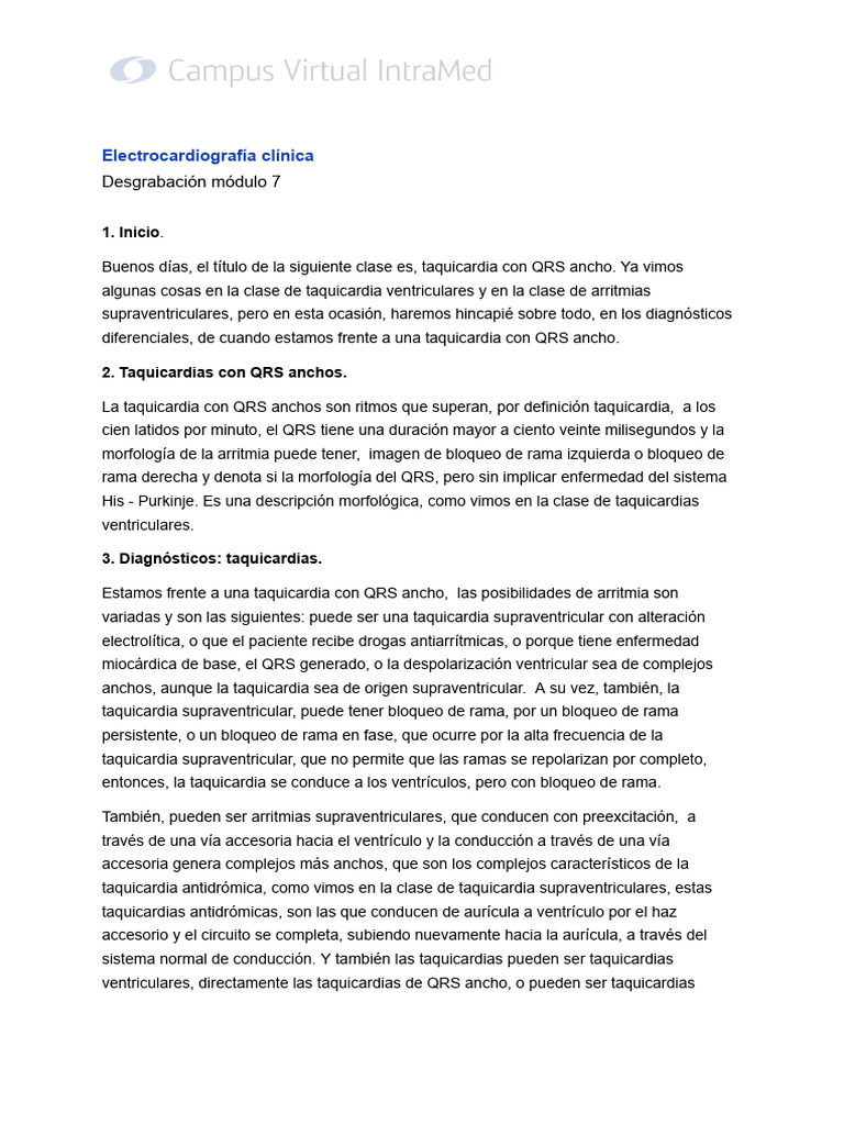 Taquicardia con QRS Ancho: Diagnósticos y Morfologías | PDF ...