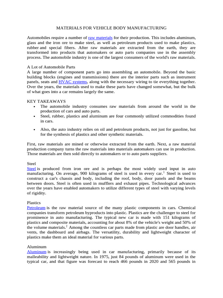 Vehicle Body Material Overview | PDF | Stainless Steel | Steel