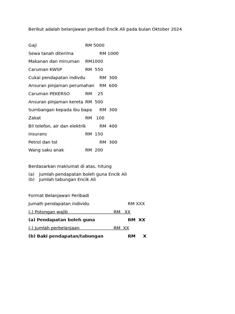 Belanjawan Peribadi | PDF