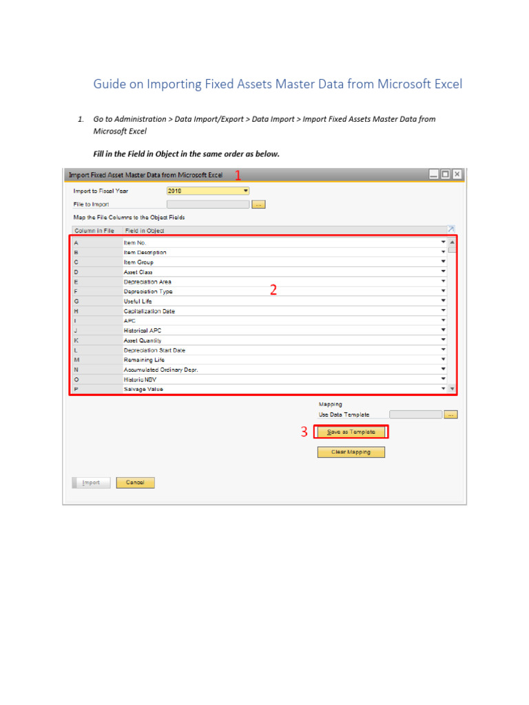 Guide on Importing Fixed Assets Master Data from Microsoft Excel | PDF ... Guide on Importing Fixed Assets Master Data from Microsoft Excel | PDF ...