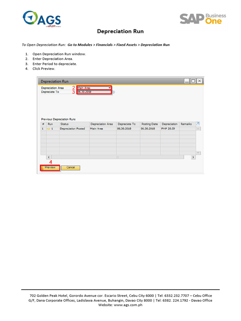 Depreciation Run Guide for Fixed Assets | PDF