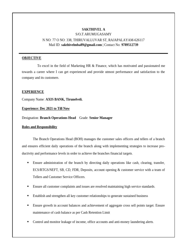 Sakthi Resume | PDF | Banks | Sales