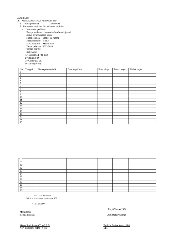 LAMPIRAN Penilaian | PDF