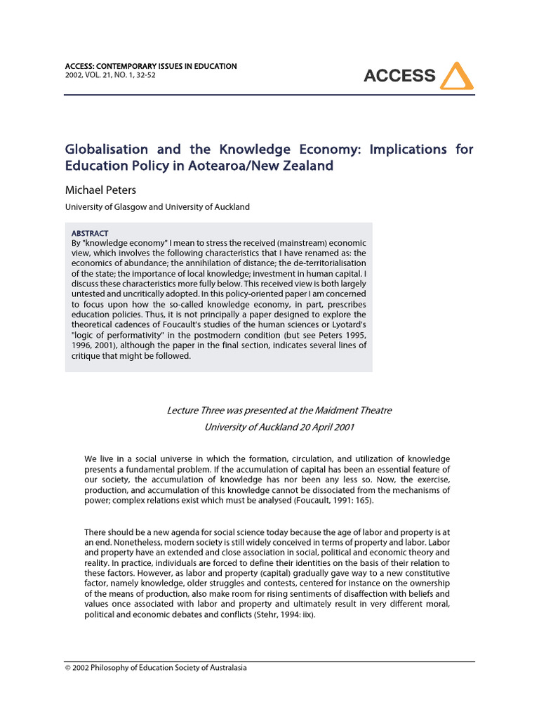 Globalisation and the Knowledge Economy Implications for_ACCESSD 15 ...