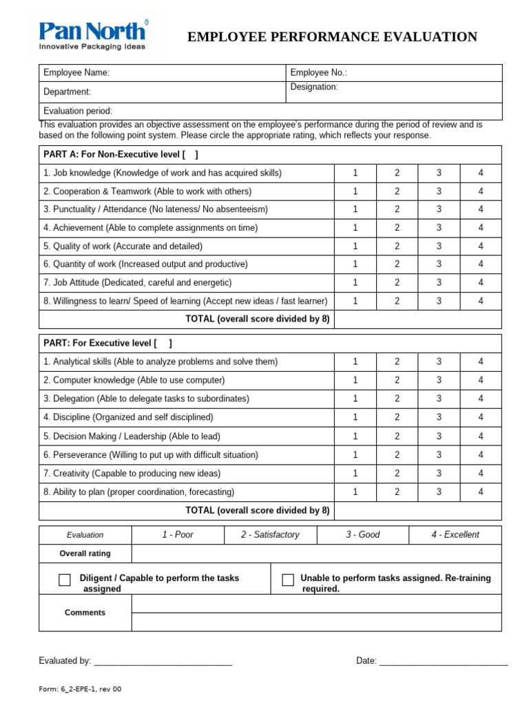 Performance Evaluation HR-01-3 Sample | PDF | Performance Appraisal | Psychology