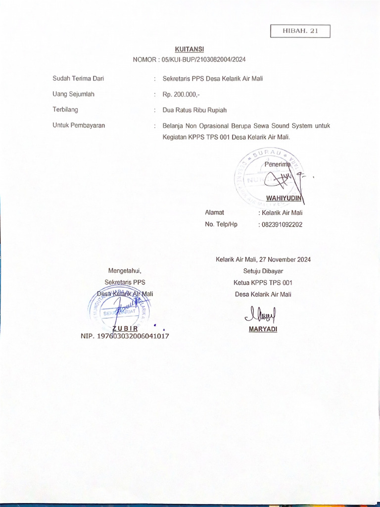 Kuitansi 05 Tps 01 | PDF