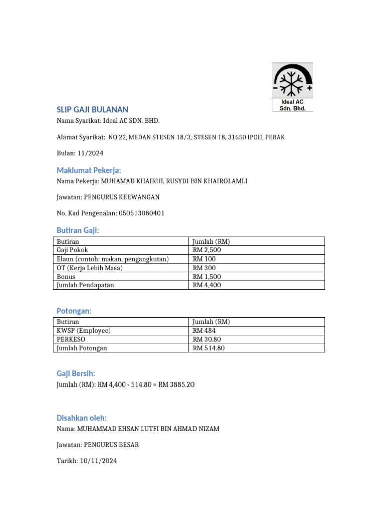 (BOB) Slip Gaji Bulanan | PDF