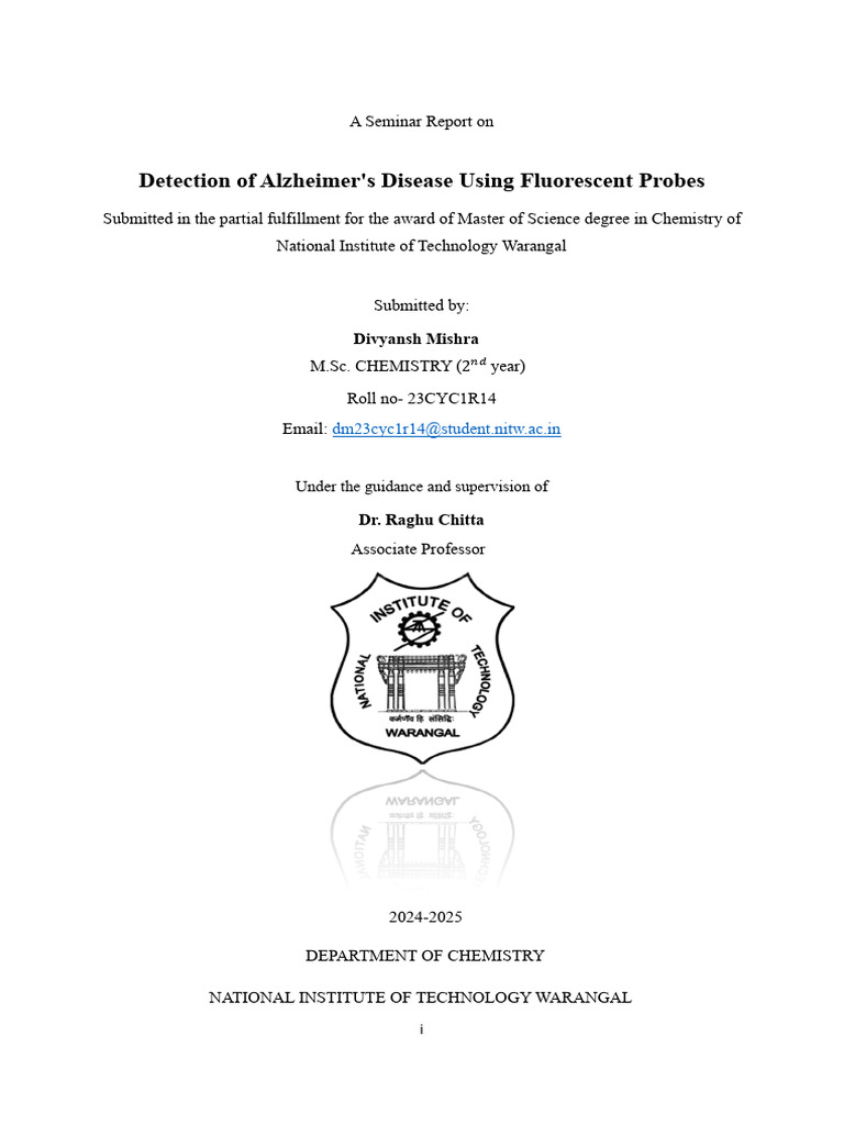 Detection of Alzheimer's Disease Using Fluorescent Probe | PDF ...