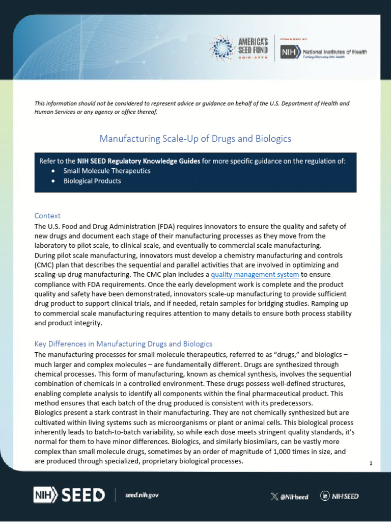 Manufacturing-Scale-Up-Drugs-and-Biologics | PDF | Biopharmaceutical ...