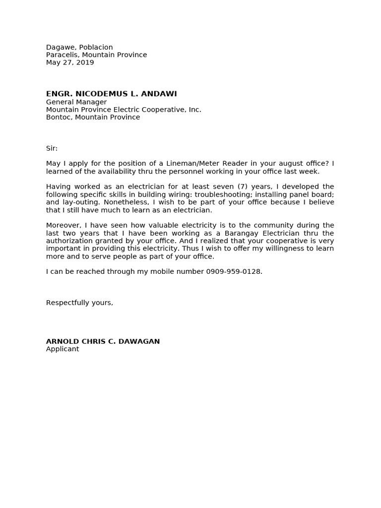 Application Letter MOPRECO | PDF