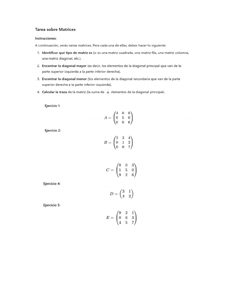 Ejercicio de Matrices | PDF